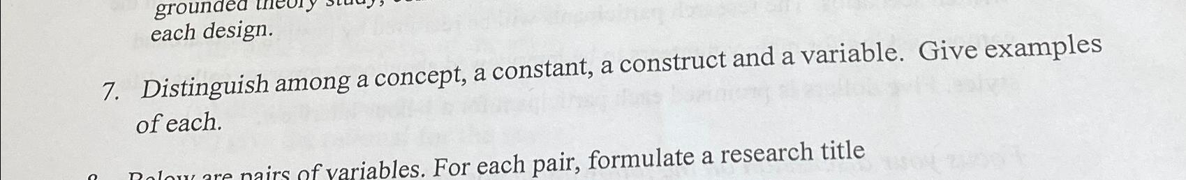 Solved Distinguish among a concept, a constant, a construct | Chegg.com