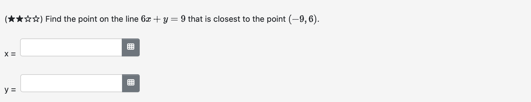 Solved Find the point on the line 6x+y=9 ﻿that is closest to | Chegg.com