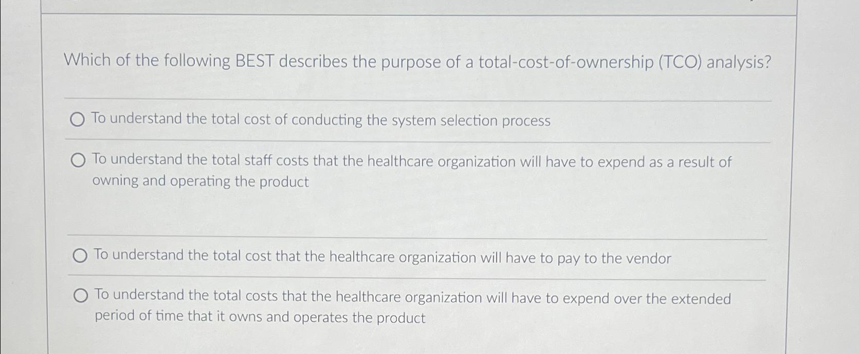 Solved Which of the following BEST describes the purpose of | Chegg.com