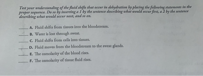 Solved Test your understanding of the fluid shifts that | Chegg.com