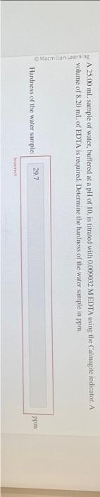 Solved A 25,00 mL. sample of water, buffered at a pH of 10 , | Chegg.com