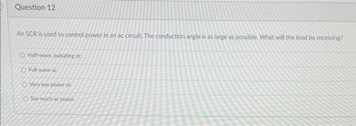 Solved An SCR is used to control power in an ac circuit. The | Chegg.com