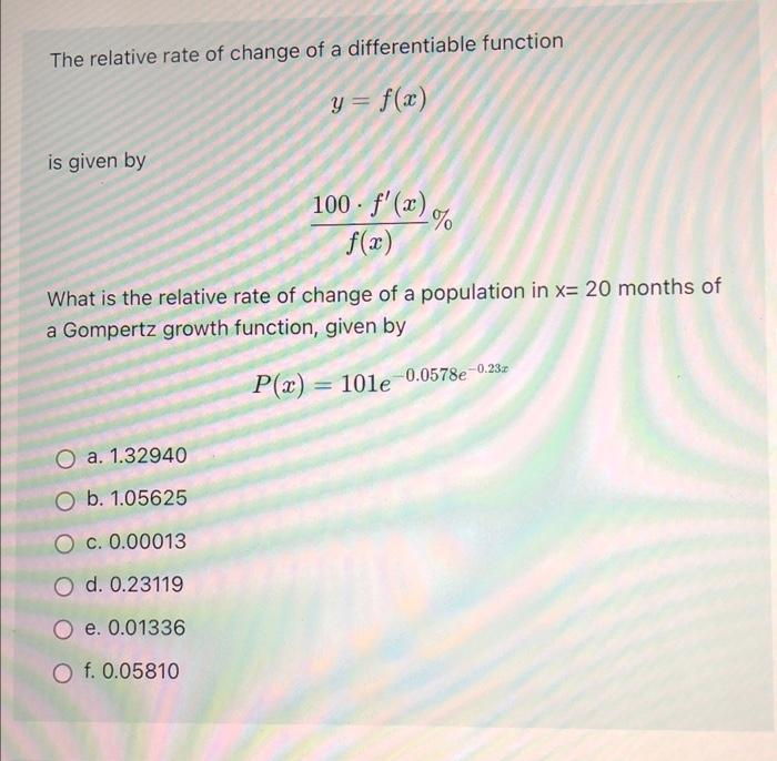 Solved The relative rate of change of a differentiable | Chegg.com