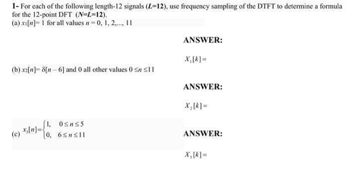 Solved 1- For each of the following length-12 signals | Chegg.com