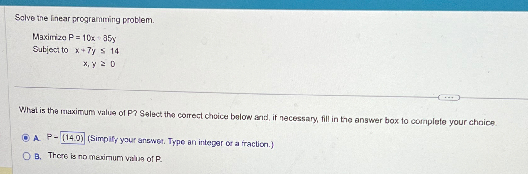 Solved Solve the linear programming problem.Maximize | Chegg.com