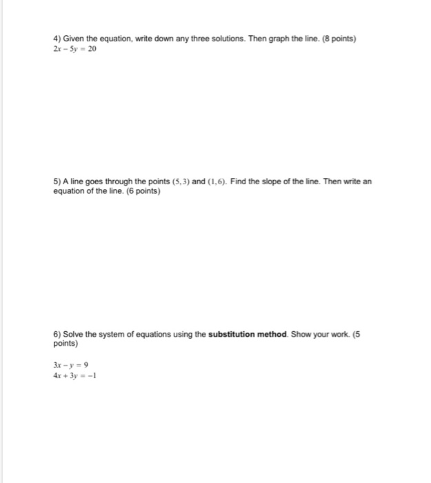 Solved 4) Given the equation, write down any three | Chegg.com