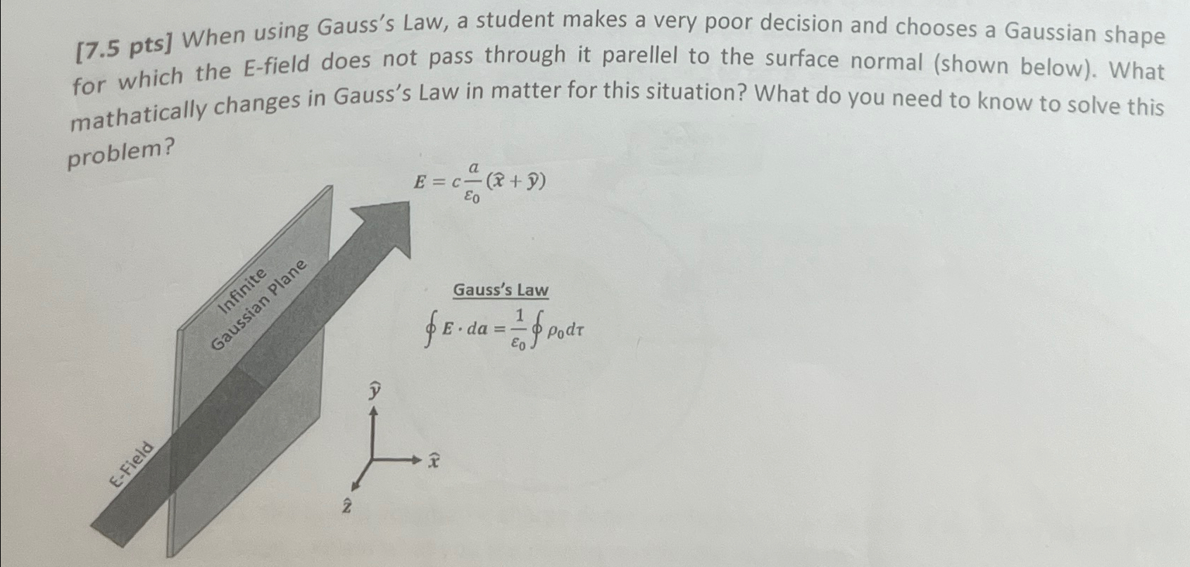 Solved [7.5 ﻿pts] ﻿When using Gauss's Law, a student makes a | Chegg.com