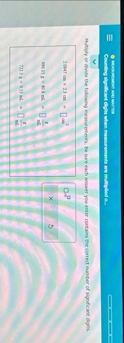 Solved Multiply or divide the following measurements. Be | Chegg.com