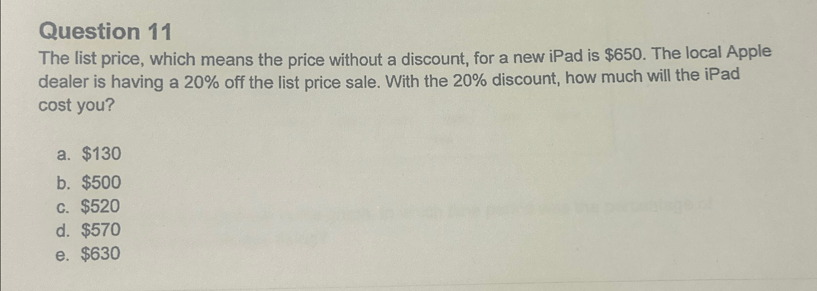 Solved Question 11The list price, which means the price | Chegg.com