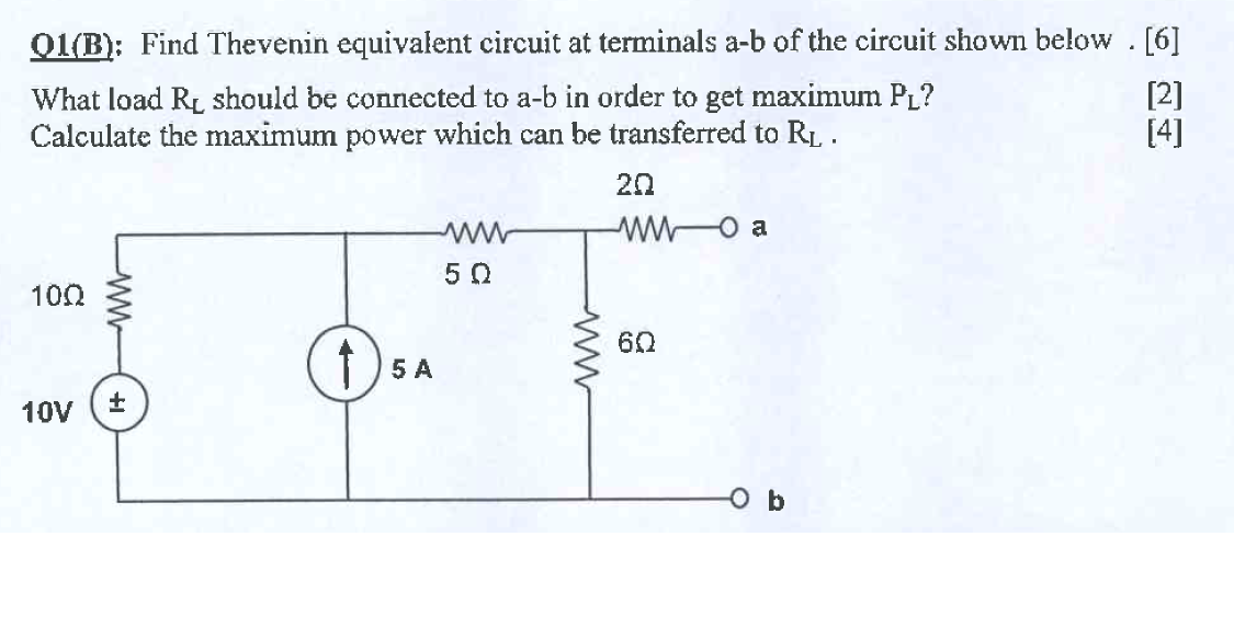 Solved Q1(B): Find Thevenin equivalent circuit at terminals | Chegg.com