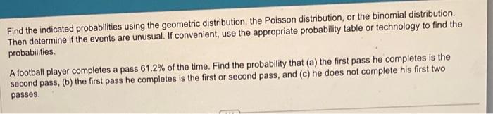 Solved Find the indicated probabilities using the geometric | Chegg.com