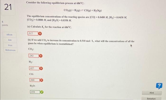 Solved Consider the following equilibrium process at 686∘C : | Chegg.com
