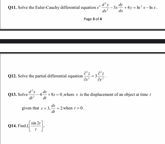 Solved Q11. Solve the Euler-Cauchy differential equation r2 | Chegg.com