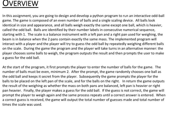 Solved OVERVIEW In this assignment, you are going to design | Chegg.com
