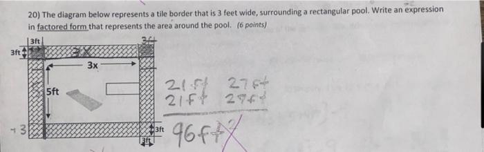 Solved 20) The diagram below represents a tile border that | Chegg.com