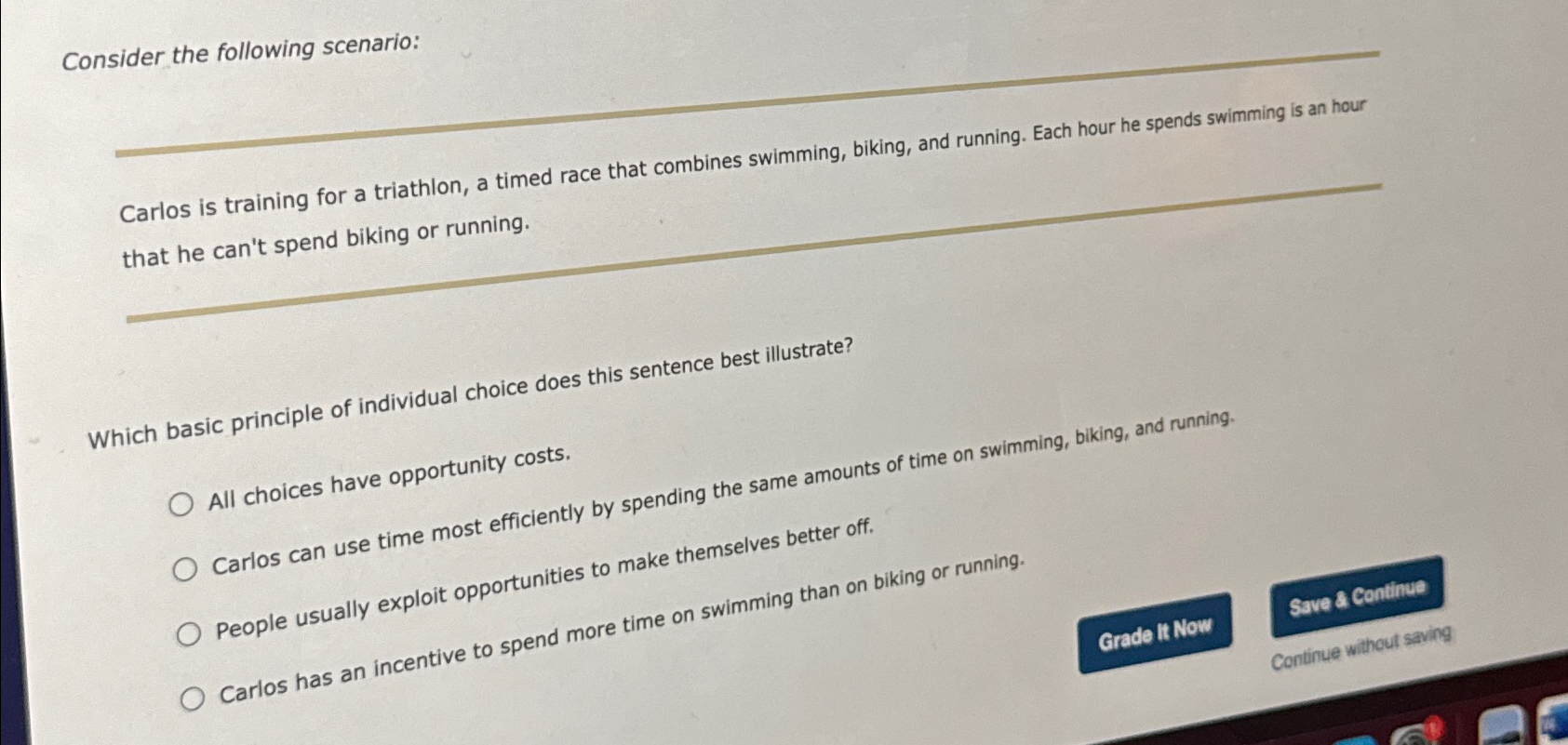 Solved Consider the following scenario:Carlos is training | Chegg.com