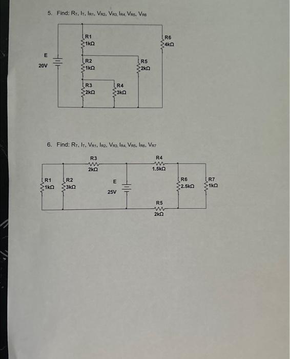 Solved 1. Find: RT,IT,VR1,VR2,IR3 2. Find: | Chegg.com