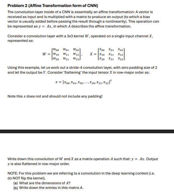 Solved Problem 2 (Affine ﻿Transformation form of CNN)The | Chegg.com