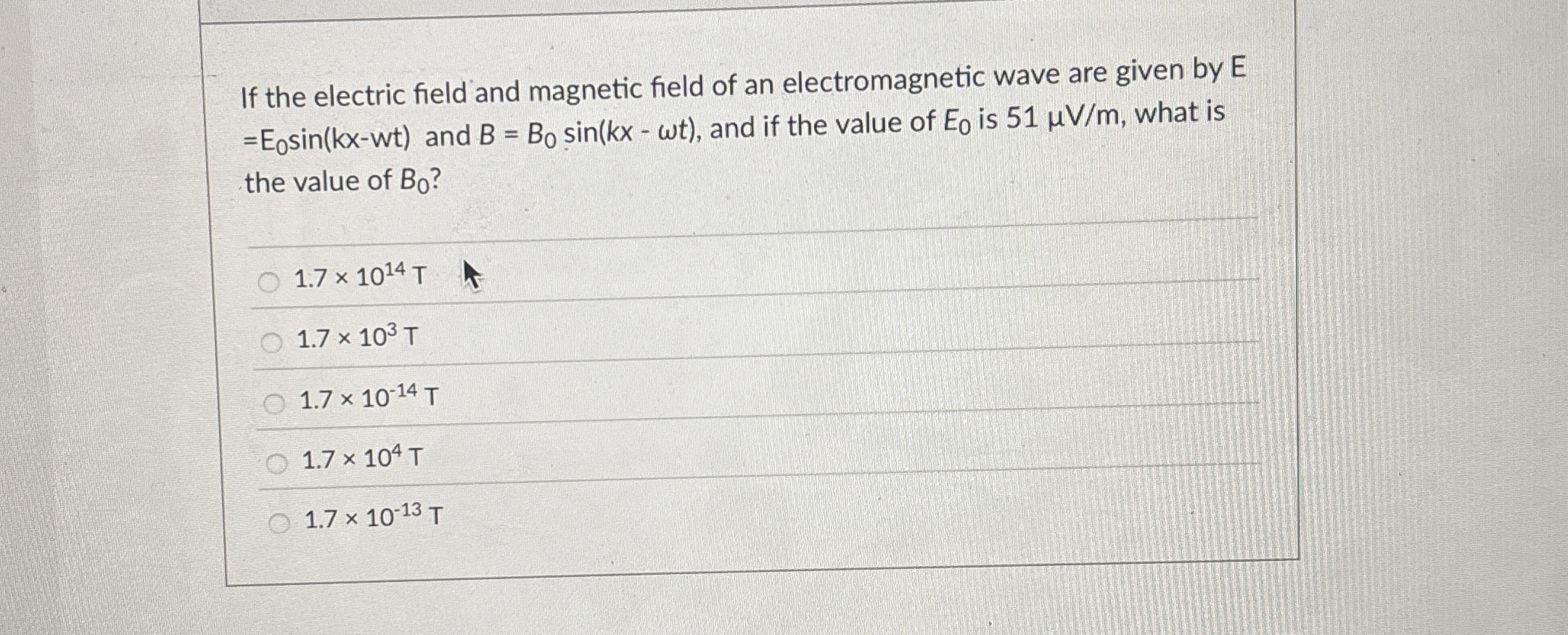 Solved If the electric field and magnetic field of an | Chegg.com