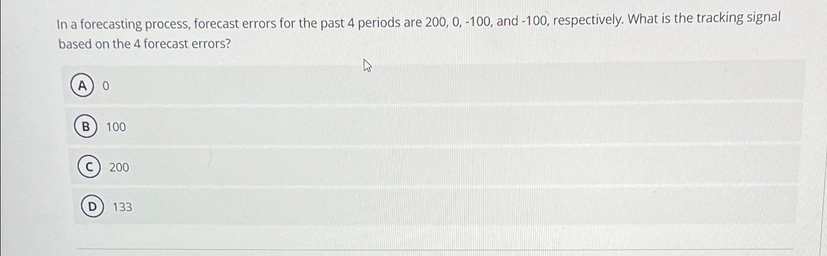 Solved In a forecasting process, forecast errors for the | Chegg.com