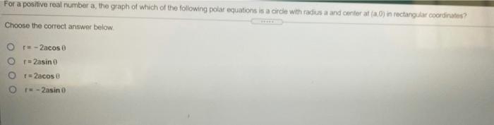 Solved For a positive real number a, the graph of which of | Chegg.com