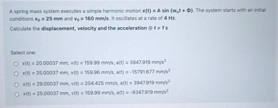 Solved A spring mass system executes a simple harmonic | Chegg.com