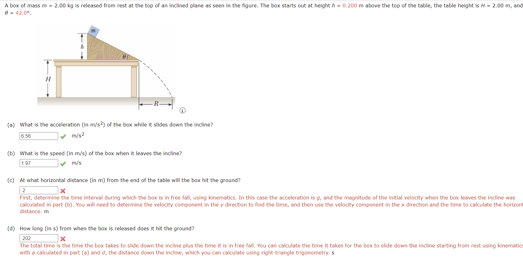 Solved A box of mass θ=42.0°.(a) ﻿What is the acceleration | Chegg.com