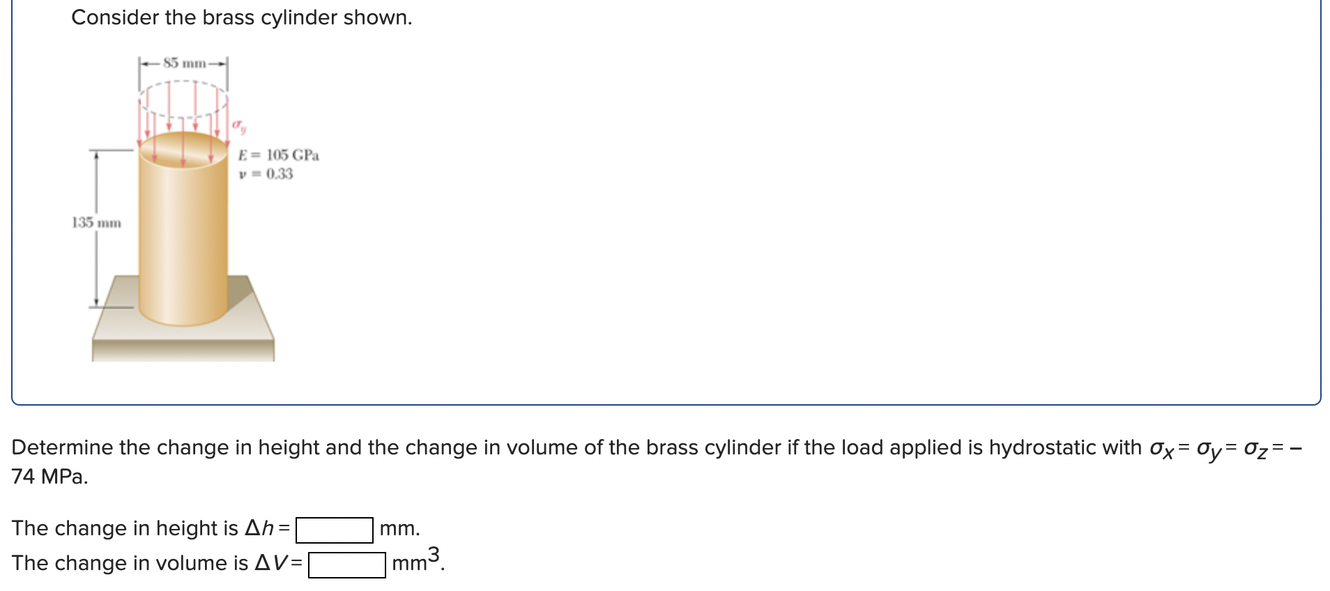 Solved Consider the brass cylinder shown.Determine the | Chegg.com