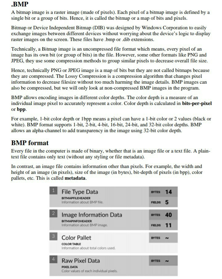 Solved For this program, you will implement a BMP image | Chegg.com