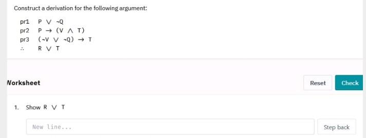 Solved Construct a derivation for the following argument: | Chegg.com
