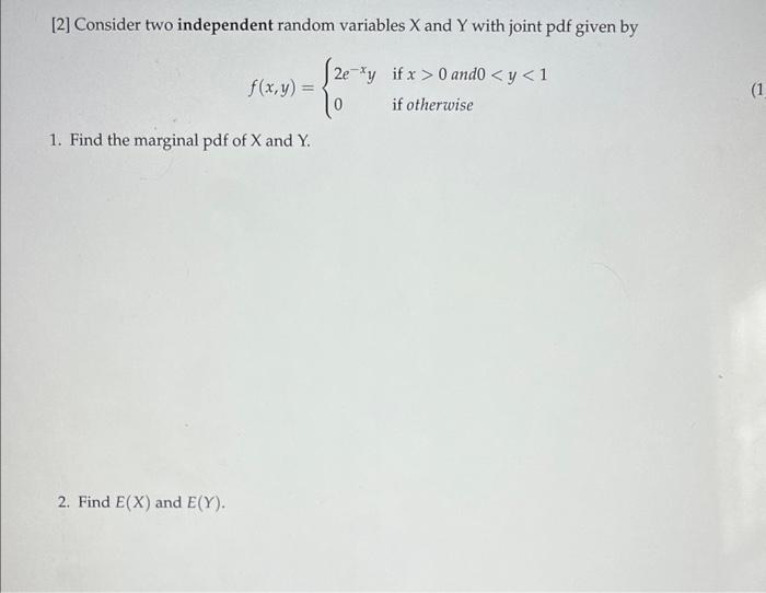 Solved [2] Consider two independent random variables X and Y | Chegg.com