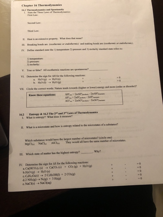 Solved Chapter 16 Thermodynamics 16.1 Thermodynamics and | Chegg.com