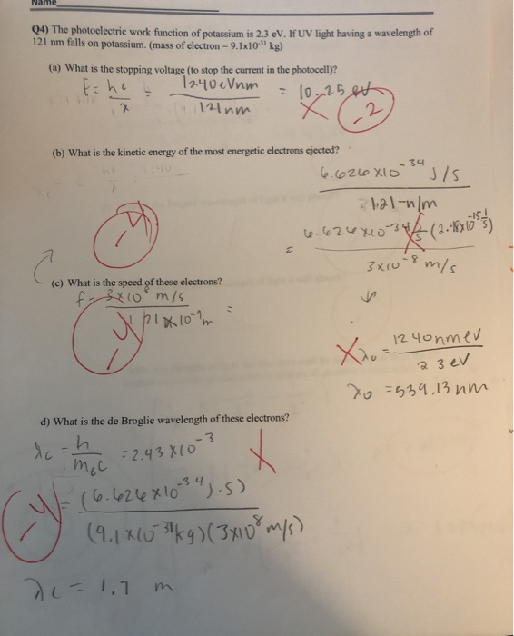 Solved Name 04) The photoelectric work function of potassium | Chegg.com