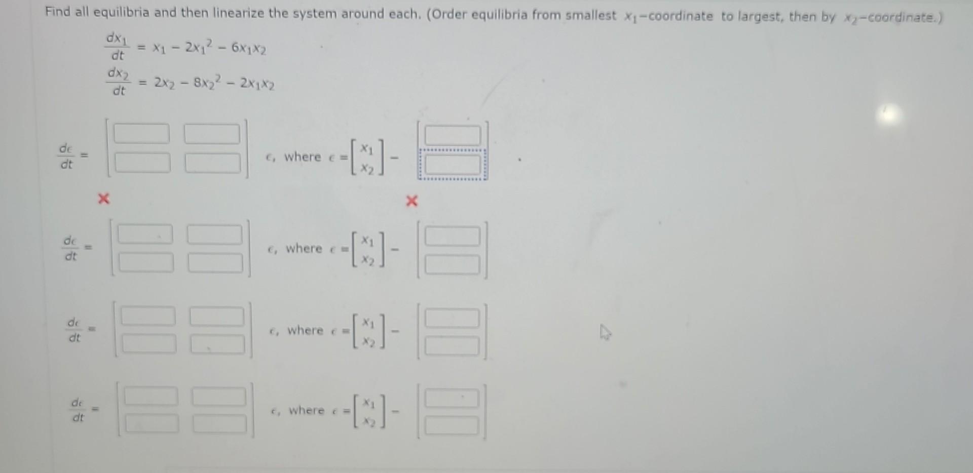 Solved Find all equilibria and then linearize the system | Chegg.com