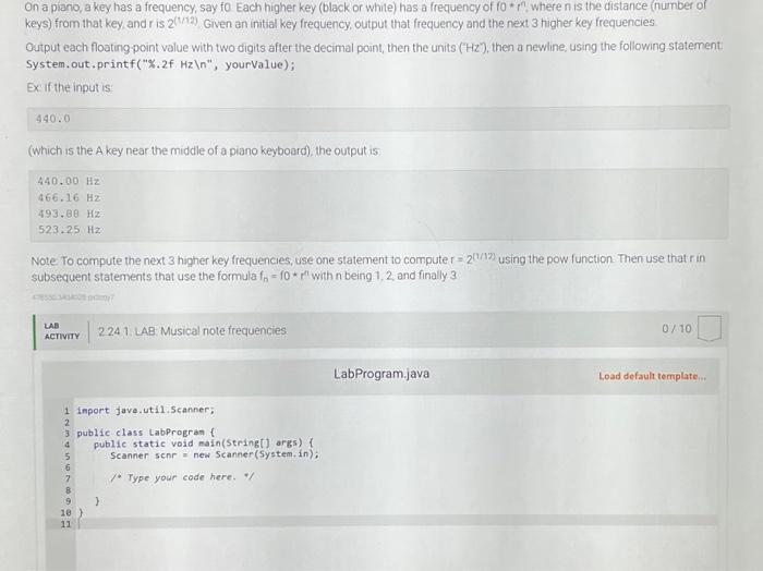 Solved On a piano, a key has a frequency, say fo. Each | Chegg.com