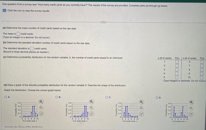 Solved One question from a survey was "How mary eredit cards | Chegg.com