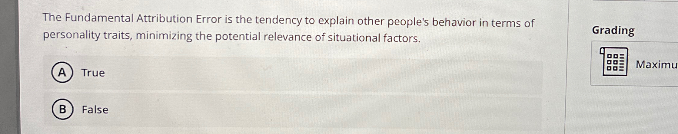 Solved The Fundamental Attribution Error is the tendency to | Chegg.com