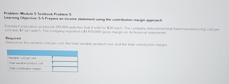 Solved Problem: Module 5 ﻿Textbook Problem 5Learning | Chegg.com