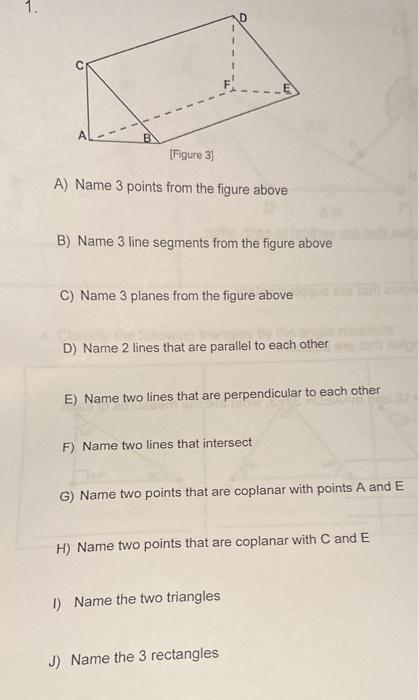 Solved A) Name 3 points from the figure above B) Name 3 line | Chegg.com