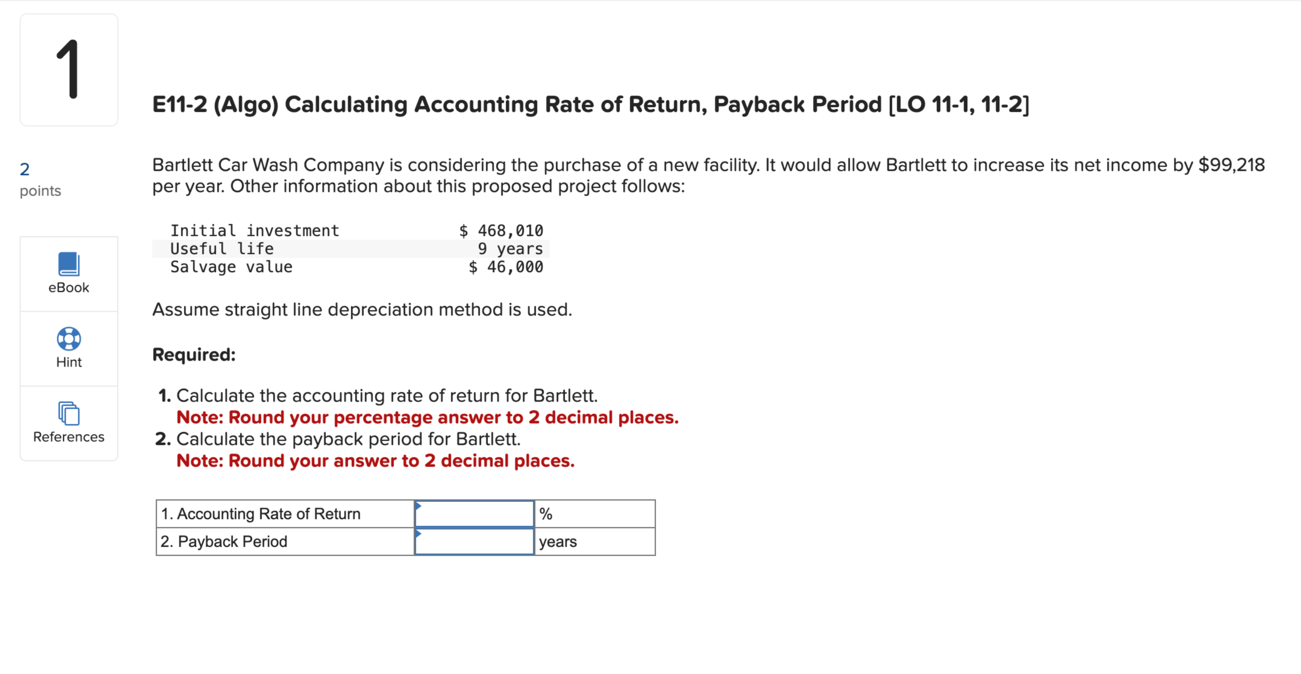 Solved E11-2 (Algo) ﻿Calculating Accounting Rate of Return, | Chegg.com