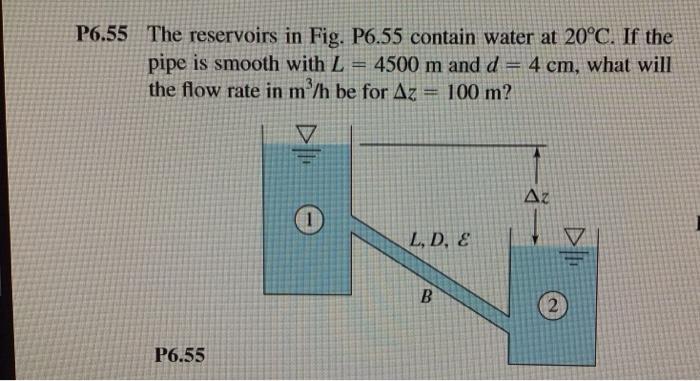 Solved P6.55 The reservoirs in Fig. P6.55 contain water at | Chegg.com
