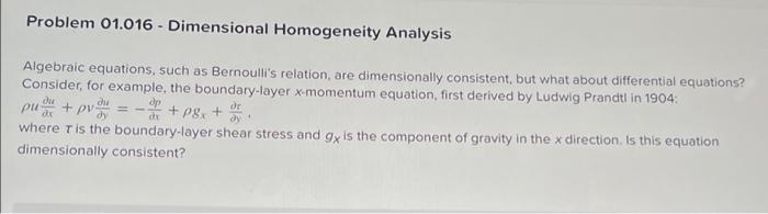 Solved Problem 01.016 - Dimensional Homogeneity Analysis | Chegg.com