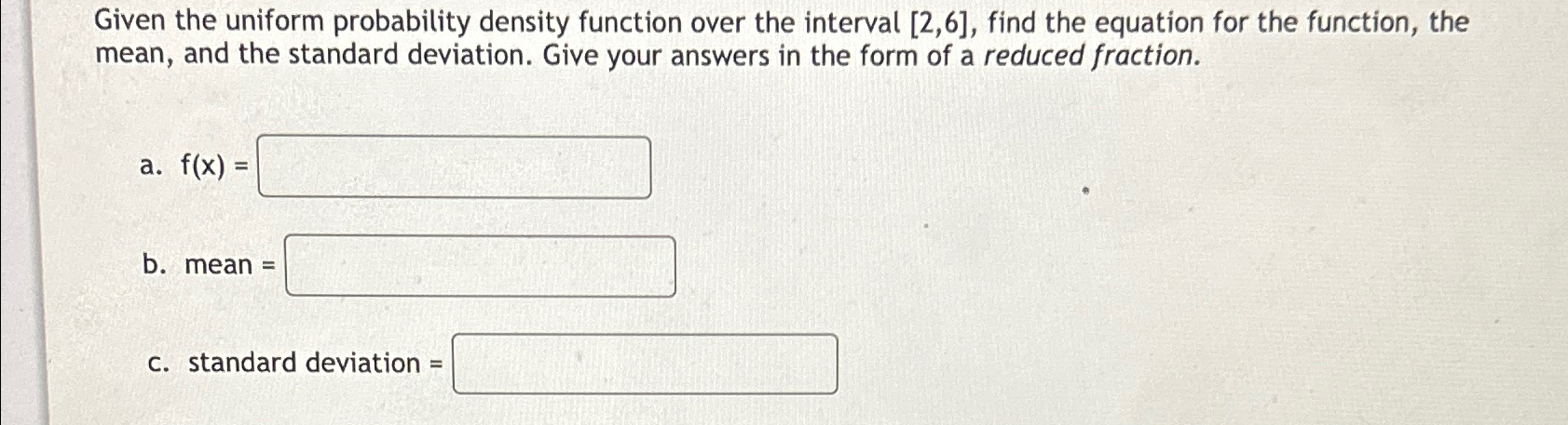 Solved Given the uniform probability density function over | Chegg.com