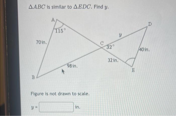 Solved ABC is similar to EDC. Find y. Figure is not drawn | Chegg.com
