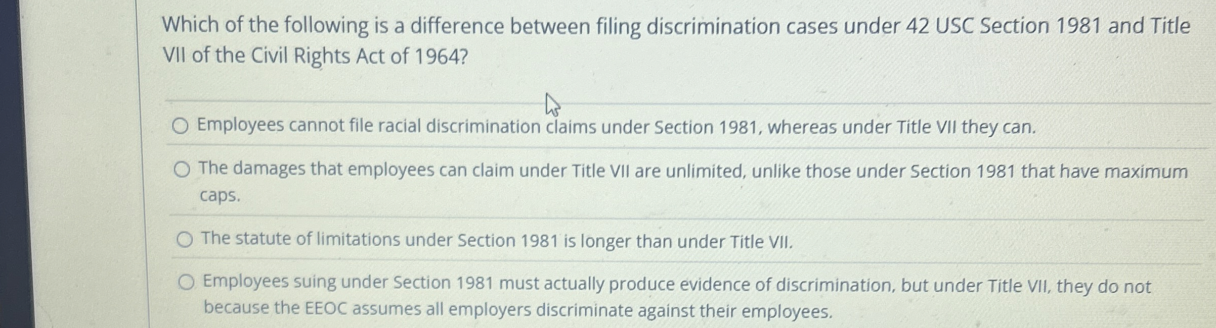 Solved In the context of racial discrimination, which of the | Chegg.com