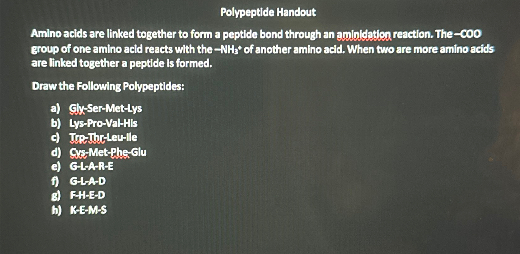 Solved Polypeptide HandoutAmino acids are linked together to | Chegg.com
