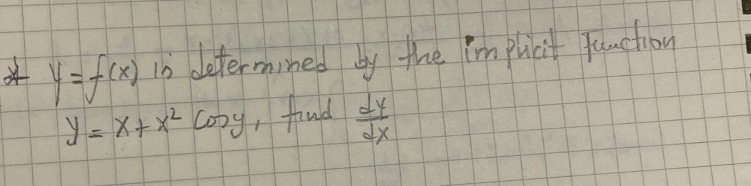Solved y=f(x) ﻿is determined by the implicit | Chegg.com