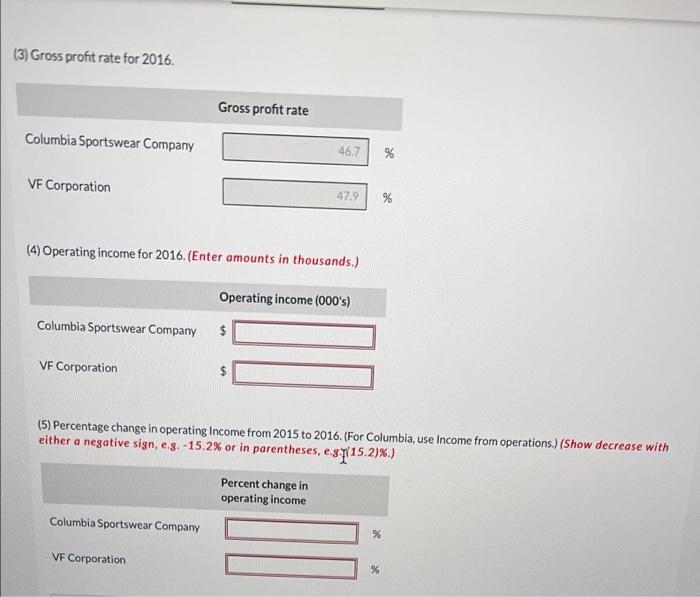 Solved find the operating income and percent change in | Chegg.com