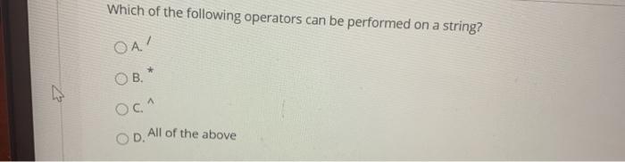 Solved Which of the following operators can be performed on | Chegg.com