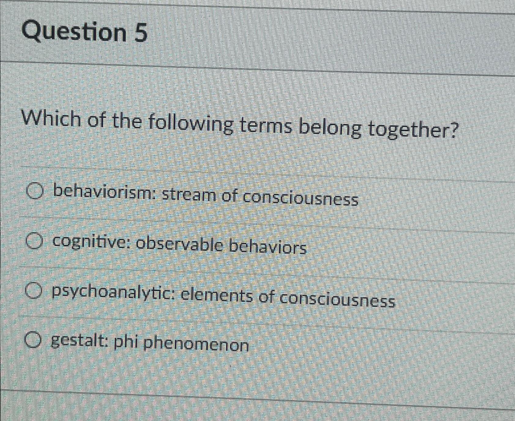 Solved Question 5Which of the following terms belong | Chegg.com